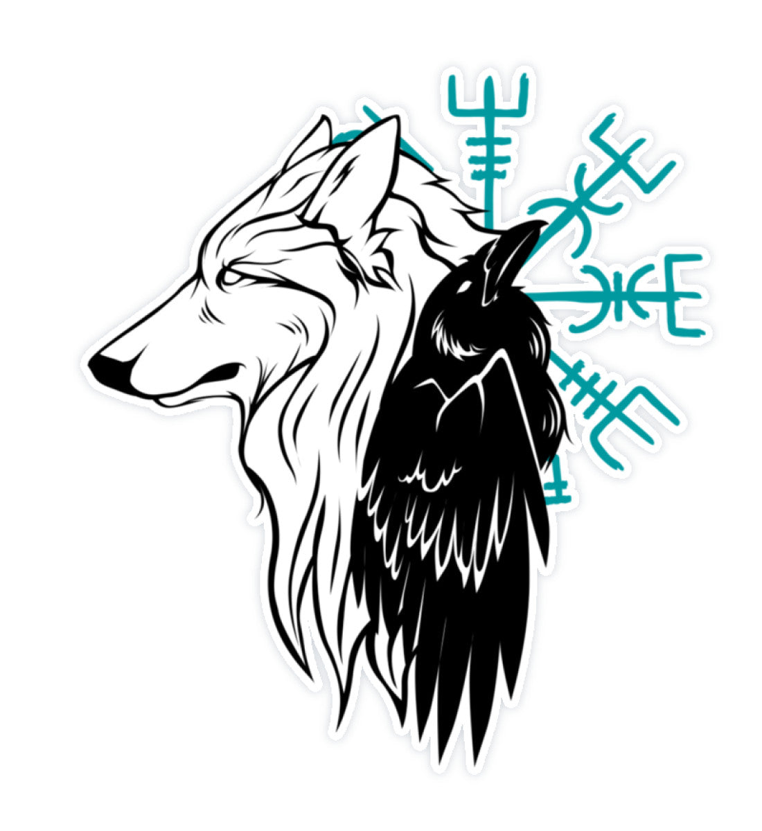 Wolf Rabe | Sticker (5 x 5 cm) - nordjarl.de – Nordjarl